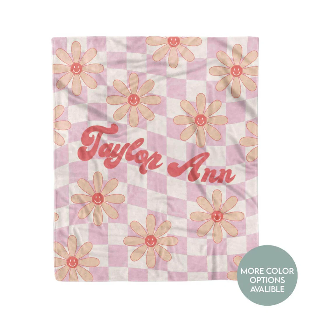 Smilie Daisy Personalized Kids Blanket